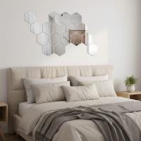 China 3D Honeycomb Hexagonal Acrylic Mirror Wall Stickers, Self-Adhesive Removable Shatterproof Silver Reflective Mirror Tiles For Living Room Bedroom Office Background Decor Custom Size Color for sale