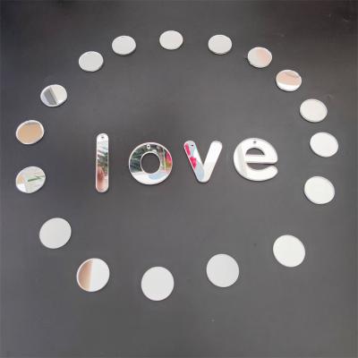 China Family Letter Acrylic Mirror Wall Sticker Set Shatterproof Round Dot Decorative Mirror for Living Room Bedroom for sale