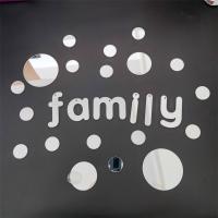 China Family Letter Acrylic Mirror Wall Sticker Set Shatterproof Round Dot Decorative Mirror for Living Room Bedroom for sale