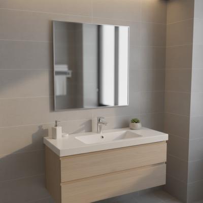 China 40×60cm Rectangular Silver Aluminum Alloy Framed Acrylic Bathroom Mirror, IPX4 Waterproof Shatterproof Wall Mount Vanity Makeup Mirror For Hotel Salon Custom Size for sale