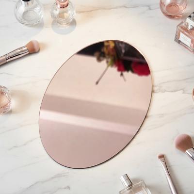 China Oval Rose Gold Acrylic Mirror with Custom Engraved Text Shatterproof Personalized Decorative Mirror for Gifts and Home Decor for sale