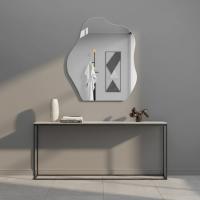 China Frameless Irregular Wavy Asymmetrical PMMA Acrylic Wall Mirror, Shatterproof Silver Decorative Mirror For Living Room Bedroom Bathroom Custom Shape for sale