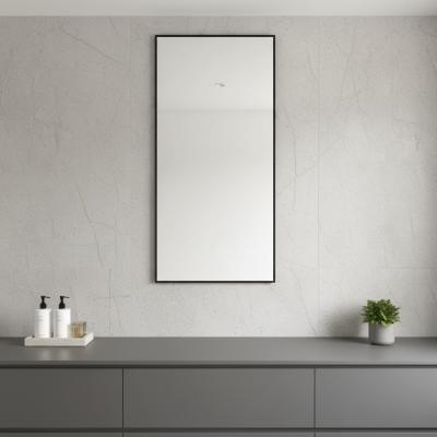 China Rectangular Acrylic Mirror with Black Metal Frame Bathroom Vanity Wall Mirror for sale