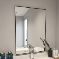 China Rectangular Acrylic Mirror with Black Metal Frame Bathroom Vanity Wall Mirror for sale