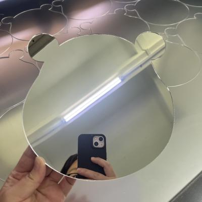 China Cute Bear Animal Shaped PMMA Acrylic Wall Mirror, 1.8 mm Shatterproof Laser Cut Child Safe Nursery Decor Mirror Custom Thickness Size for sale