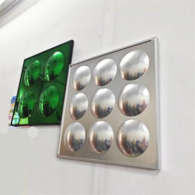 China 9 Hole Grid Convex Bubble Mirror Aluminum Frame For Hotel KTV Interior Decor for sale