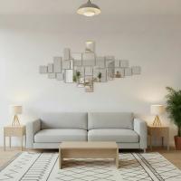 China Shatterproof PS Self Adhesive Mirror Tiles Geometric Modular Irregular DIY Peel Stick for sale
