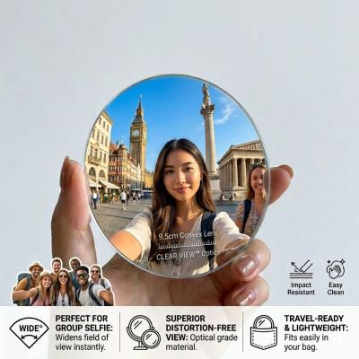 China 7.5cm Acrylic Convex Mirror PMMA Convex Mirror Lens Wide Angle Portable Travel Custom for sale