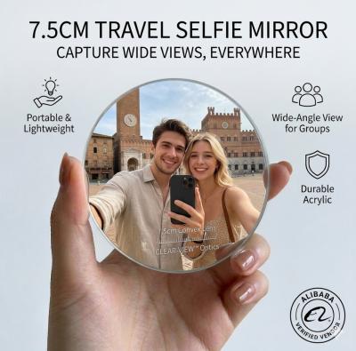 China 7.5cm Mini Round PMMA Convex Selfie Mirror Lightweight Wide Angle Group Photo for sale
