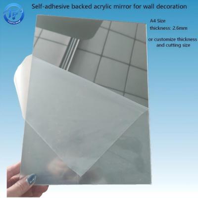 China 6Pcs A4 210×297mm Self-Adhesive PMMA Acrylic Mirror Sheet Set, 2.6mm Shatterproof Non-Glass DIY Wall Mirror for sale