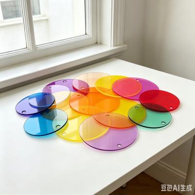 China 50mm Round Acrylic Disc Bendable Light Transmission Hanging Curtain For Party Decor for sale