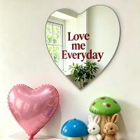 China Heart Shaped UV Printed Acrylic Wall Mirror, Custom Logo Text Printing Self Adhesive Acrylic Mirror Sheet, Irregular Love Heart Decor Mirror For Bedroom Wall Decor for sale
