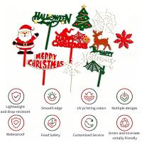 China Merry Christmas Acrylic Plastic Sheets Acrylic Cake Topper Customizable For Party for sale