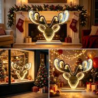 China Reindeer Head Shaped Infinity Mirror LED 3D Acrylic For Christmas Decor for sale