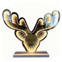 China Reindeer Head Shaped Infinity Mirror LED 3D Acrylic For Christmas Decor for sale