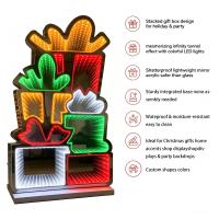 China Stacked Gift Box Shaped Infinity Mirror LED Light For Christmas Decorative for sale