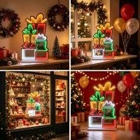 China Stacked Gift Box Shaped Infinity Mirror LED Light For Christmas Decorative for sale