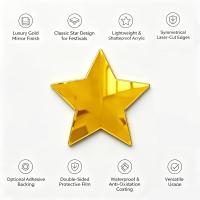 China Gold Five Point Star Acrylic Mirror Sheet Laser Cut Irregular Star Shape Acrylic Mirror Ornament for sale