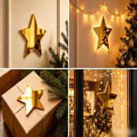 China Gold Five Point Star Acrylic Mirror Sheet Laser Cut Irregular Star Shape Acrylic Mirror Ornament for sale