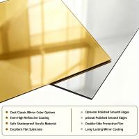 China Gold & Silver Mirror Acrylic Sheet Shatterproof Painted Back Mirror Plastic Panel Custom Laser Cut For Craft Display Decoration for sale