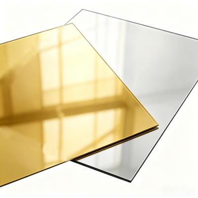 China Gold & Silver Mirror Acrylic Sheet Shatterproof Painted Back Mirror Plastic Panel Custom Laser Cut For Craft Display Decoration for sale