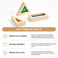 China Wholesale Color Acrylic Mirror Block Wooden Frame Sensory Play Building Blocks Shatterproof Plastic Mirror Tile Montessori Educational Toy For Kindergarten Nursery Kids Sensory Training for sale