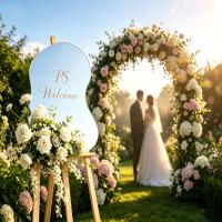China Irregular Wavy Polystyrene Mirror Sheet Wedding Welcome Sign Customizable for sale