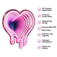 China Pink Melting Heart Shaped Infinity Mirror For Engagement Party Decoration for sale