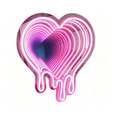 China Pink Melting Heart Shaped Infinity Mirror For Engagement Party Decoration for sale