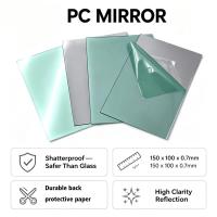 China Wholesale Silver Green PC Mirror Sheet With Peel Off Protective Back Paper Shatterproof Custom Die Cut Raw Material For Wedding Welcome Sign Kids Toy Mirror Material for sale