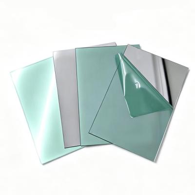 China Wholesale Silver Green PC Mirror Sheet With Peel Off Protective Back Paper Shatterproof Custom Die Cut Raw Material For Wedding Welcome Sign Kids Toy Mirror Material for sale