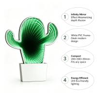 China Cactus Infinity Mirror LED Light For Cafe Boutique Bar Interior Decor for sale
