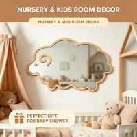China Cute Sheep Shaped Custom Acrylic Mirror Plywood Frame For Children Bedroom Playroom for sale