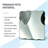China Wholesale Shatterproof Wavy Square PETG Mirror Sheet with Custom Die Cut and Vacuum Silver Coating for Home Decor for sale