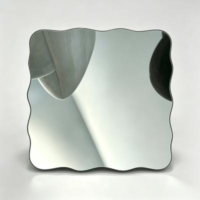 China Wholesale Shatterproof Wavy Square PETG Mirror Sheet with Custom Die Cut and Vacuum Silver Coating for Home Decor for sale