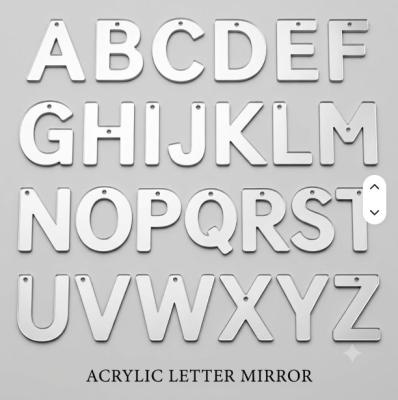 China Acrylic Mirror Alphabet Letters Set DIY Wall Decor Shatterproof Letter Mirror Tiles for sale