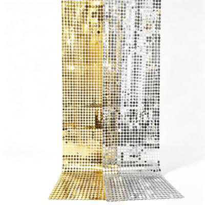 China Shimmer Unbreakable Flexible Mirror PET Mirror Sheet Reflective Sequins Backdrop Curtain for sale