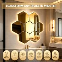 China Hexagon Gold PET Mirror Sheet Self Adhesive Metallic Reflective For Home Decor for sale