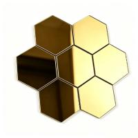 China Hexagon Gold PET Mirror Sheet Self Adhesive Metallic Reflective For Home Decor for sale