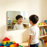 China Rounded Unbreakable Flexible Mirror Silver Rectangle PC Mirror Sheet For Sensory Book for sale