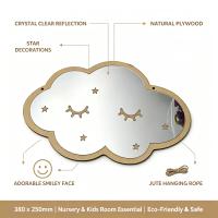 China Wholesale Cloud Shape Plywood Framed Acrylic Mirror Shatterproof Kids Wall Hanging Mirror Cartoon Nursery Decorative Mirror For Children Bedroom Montessori Wall Decor for sale