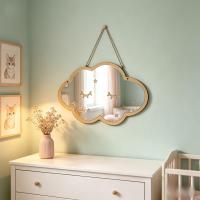 China Wholesale Cloud Shape Plywood Framed Acrylic Mirror Shatterproof Kids Wall Hanging Mirror Cartoon Nursery Decorative Mirror For Children Bedroom Montessori Wall Decor for sale