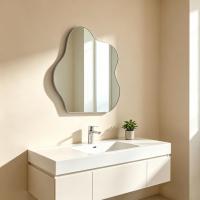 China Wholesale Irregular Wavy Cloud Shape Anti Fog PC Mirror Shatterproof Plastic Wall Mount Bathroom Mirror Frameless Unbreakable Vanity Mirror For Hotel Home Washroom Decor for sale