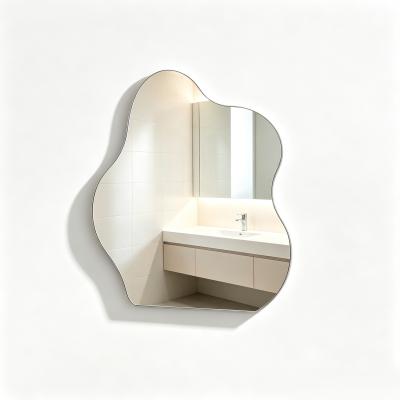 China Wholesale Irregular Wavy Cloud Shape Anti Fog PC Mirror Shatterproof Plastic Wall Mount Bathroom Mirror Frameless Unbreakable Vanity Mirror For Hotel Home Washroom Decor for sale