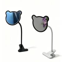 China Clip On Privacy Desk Bear Shaped Mirror Flexible Gooseneck Anti Peep For Office for sale