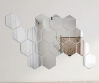 China 3D Honeycomb Hexagonal Acrylic Mirror Wall Stickers, Self-Adhesive Removable Shatterproof Silver Reflective Mirror Tiles For Living Room Bedroom Office Background Decor Custom Size Color for sale