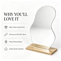 China Irregular Wavy Acrylic Mirror With Plywood Base For Makeup Gift Shop Table Decor for sale