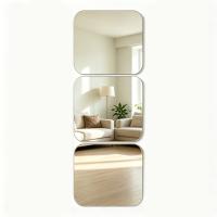 China Wholesale Rounded Rectangle Self Adhesive Acrylic Mirror Tiles Removable Flexible Wall Mirror Stickers Shatterproof Full Body Mirror DIY Combination Wall Decor For Bedroom Entryway Rental House for sale