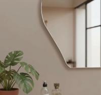 China Frameless Irregular Wavy Asymmetrical PMMA Acrylic Wall Mirror, Shatterproof Silver Decorative Mirror For Living Room Bedroom Bathroom Custom Shape for sale