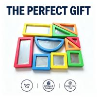 China Wholesale Colorful Geometric Mirror Building Blocks Montessori Sensory Stacking Play Blocks Non-Magnetic Educational Toy For Toddler Kindergarten Preschool for sale